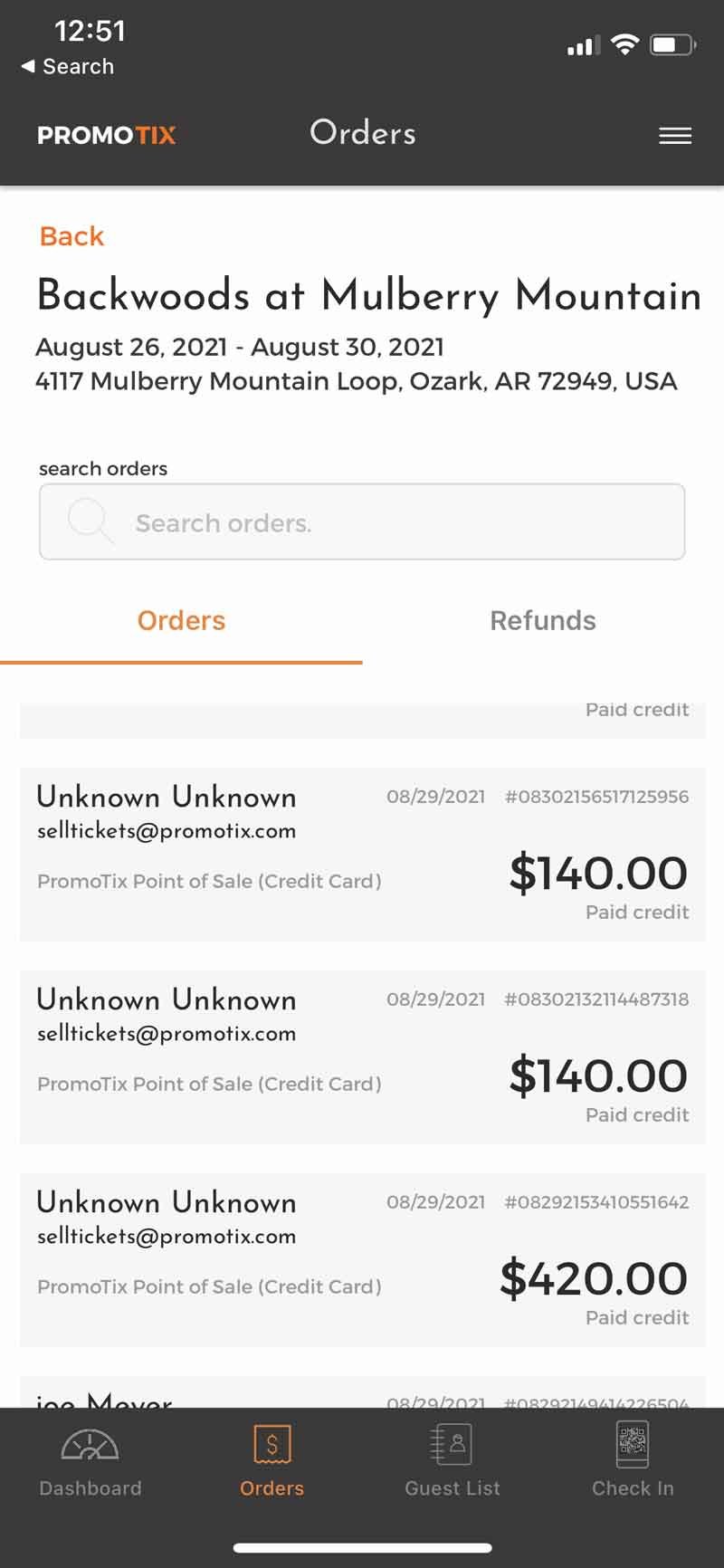 PromoTix Organizer App
